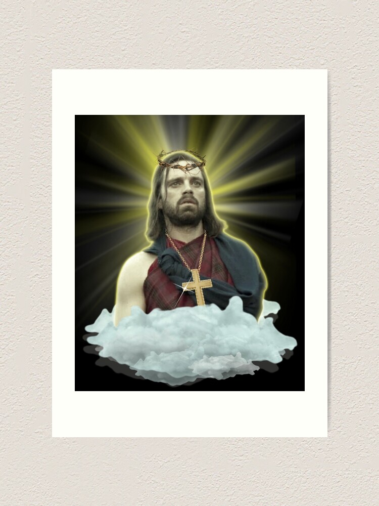 "Sebastian Stan as Jesus - Bucky Barnes" Art Print for Sale by ...