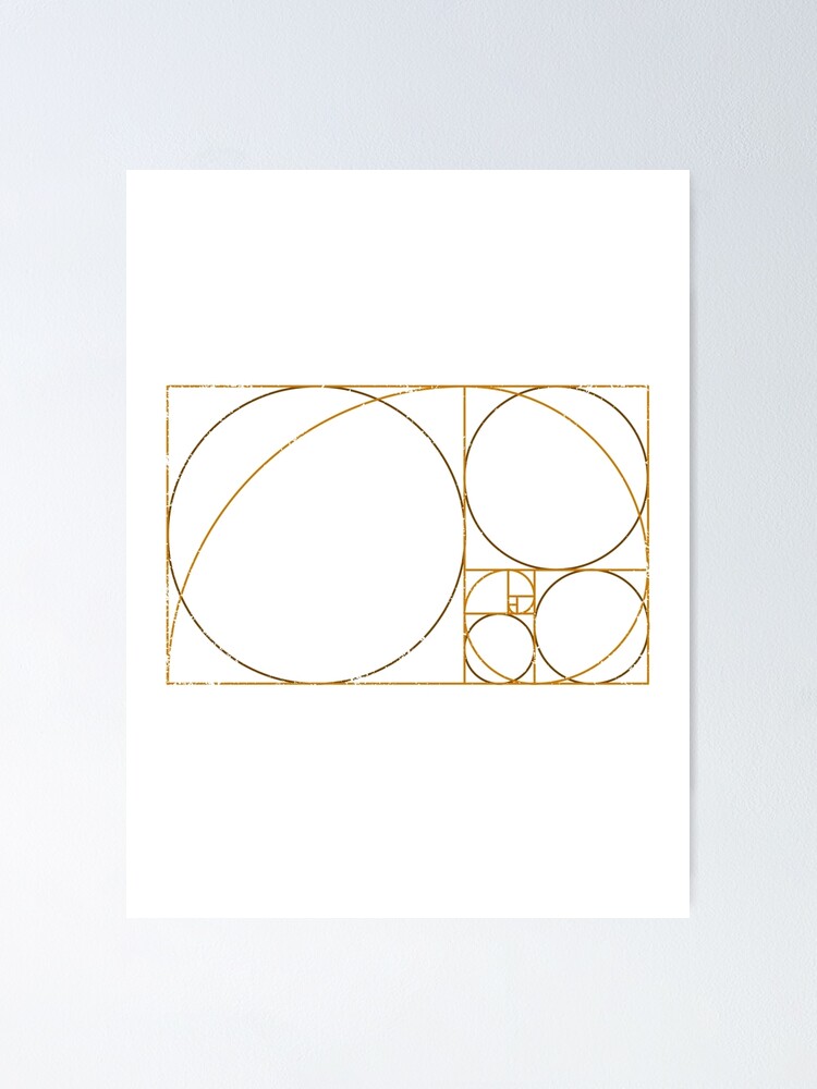 "Golden Fibonacci Square" Poster for Sale by ReallyColorful | Redbubble