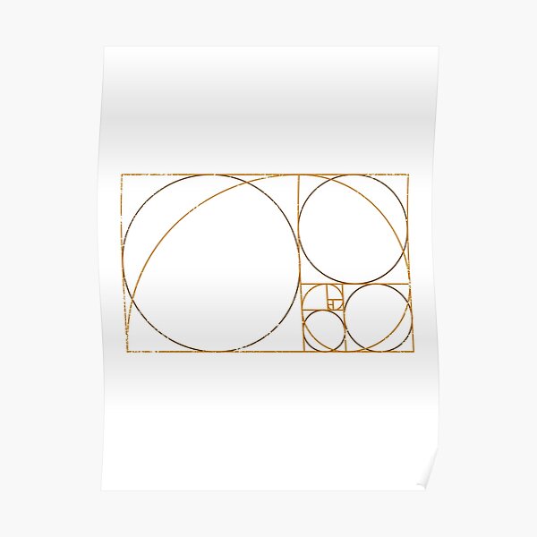 "Golden Fibonacci Square" Poster for Sale by ReallyColorful | Redbubble