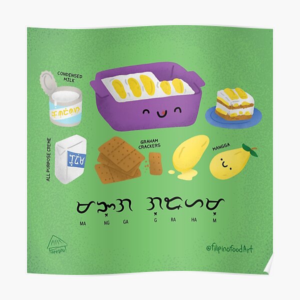 "Mango Graham Ref Cake Float mit Baybayin Filipino Food Art" Poster von ...