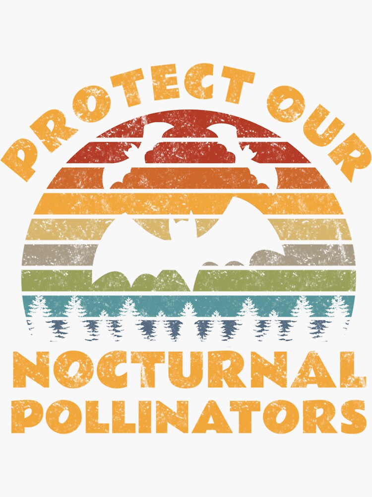 "Vintage Protect Our Nocturnal Pollinators Retro Bat Sunset " Sticker ...