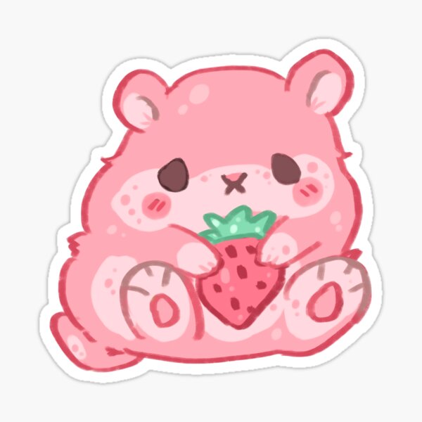 "strawberry hamster ♡" Sticker for Sale by ettesore | Redbubble