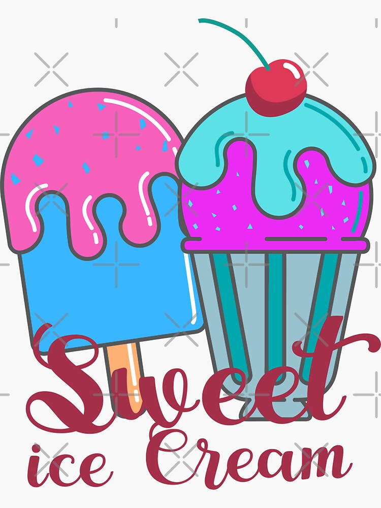 "Watercolor Sweet Ice Cream" Sticker for Sale by Sofi-Stil | Redbubble