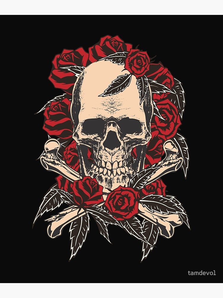 "Skull and Crossbones Gothic Roses" Poster for Sale by tamdevo1 | Redbubble