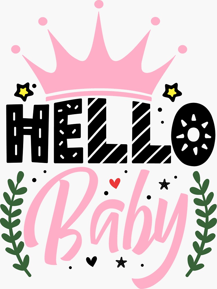 "HELLO BABY (pink)" Sticker for Sale by GujjuChe | Redbubble