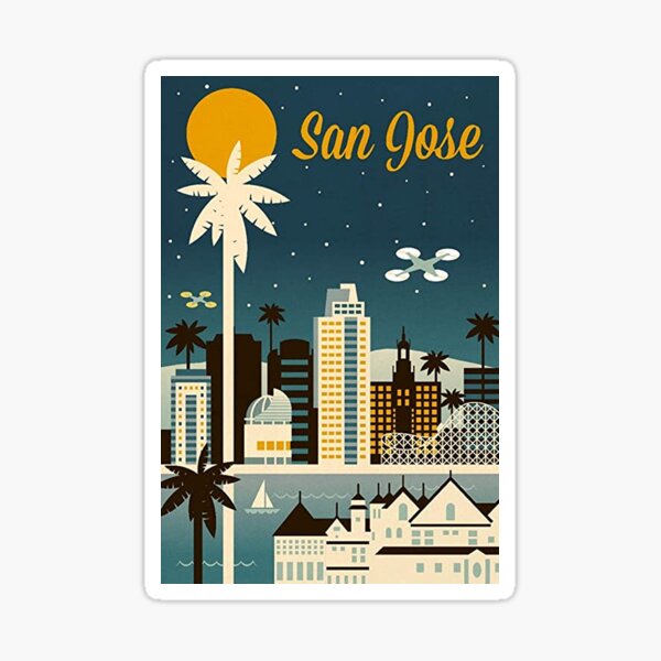 "San Jose Poster" Sticker for Sale by Thomasbarlow | Redbubble