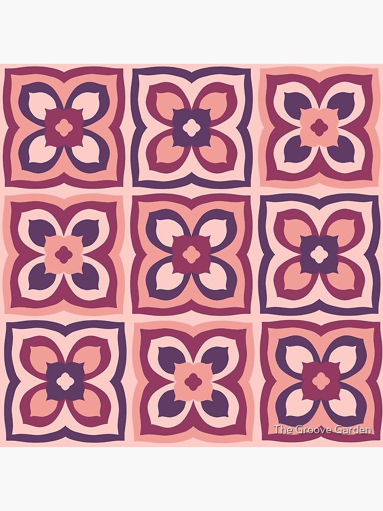 "Vintage Retro Tile Pattern in Pink Purple 70s 60s" Art Print for Sale ...