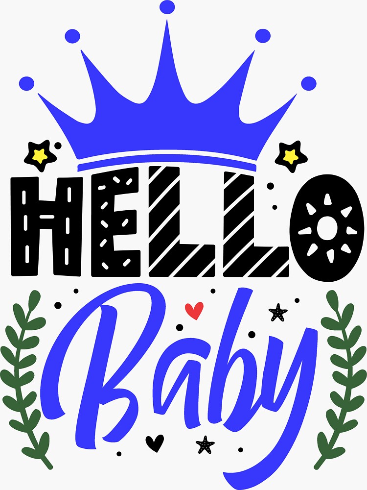 "HELLO BABY (blue)" Sticker for Sale by GujjuChe | Redbubble