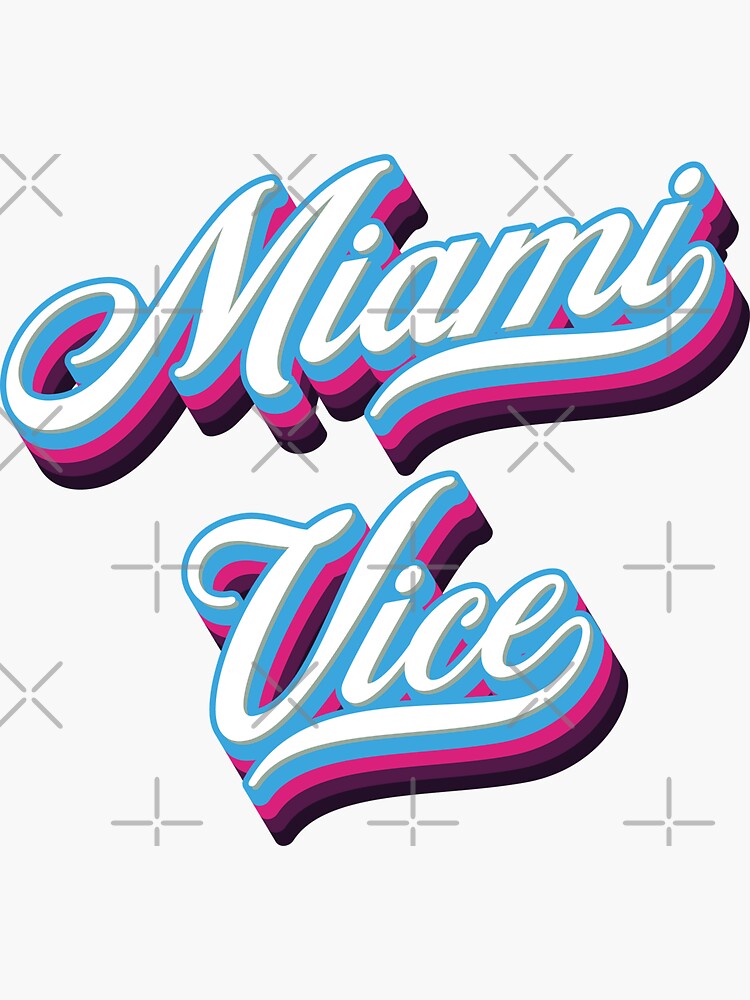 "Miami Vice - 80s Retro Vintage Typography" Sticker for Sale by James ...