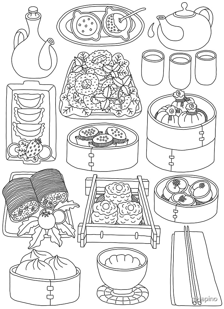 "Sunday Dim Sum Lunch - Black and White" by m-lapino | Redbubble