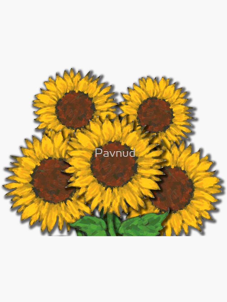 "Bouquet of painted sunflowers" Sticker for Sale by Pavnud | Redbubble