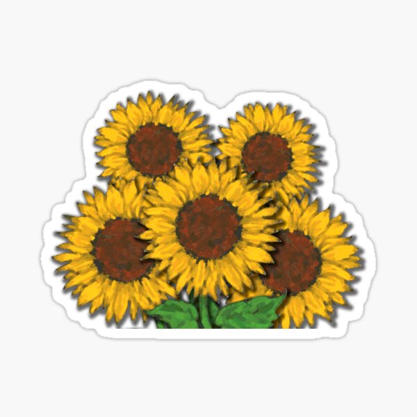 "Bouquet of painted sunflowers" Sticker for Sale by Pavnud | Redbubble