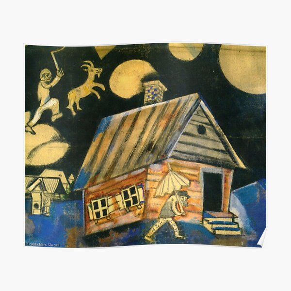 "Study for the painting rain art of marc chagall classic draw" Poster ...