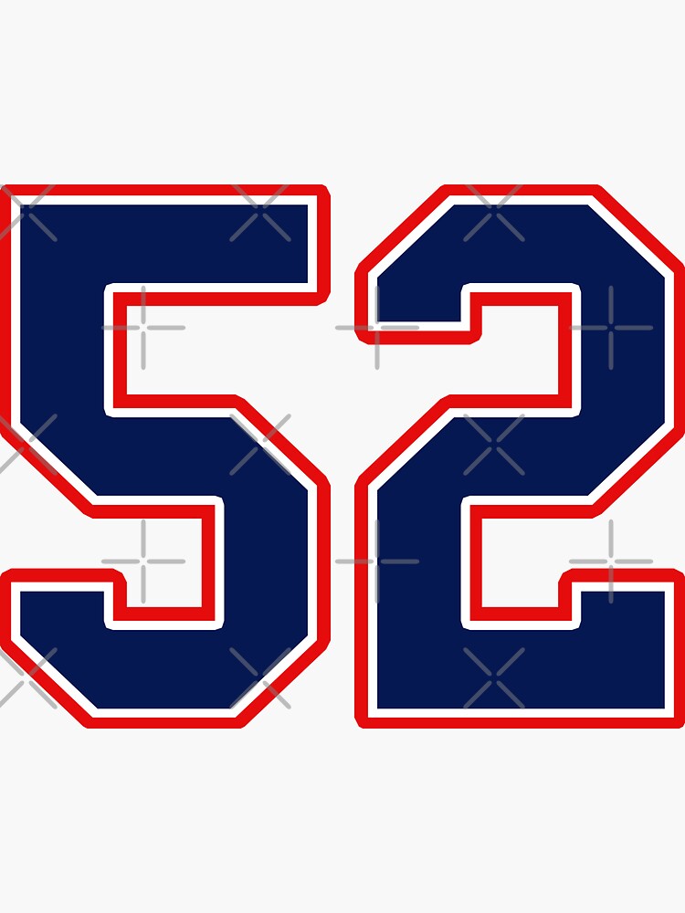 "Number Fifty Two 52 Sports Jersey" Sticker for Sale by MSBDesign ...