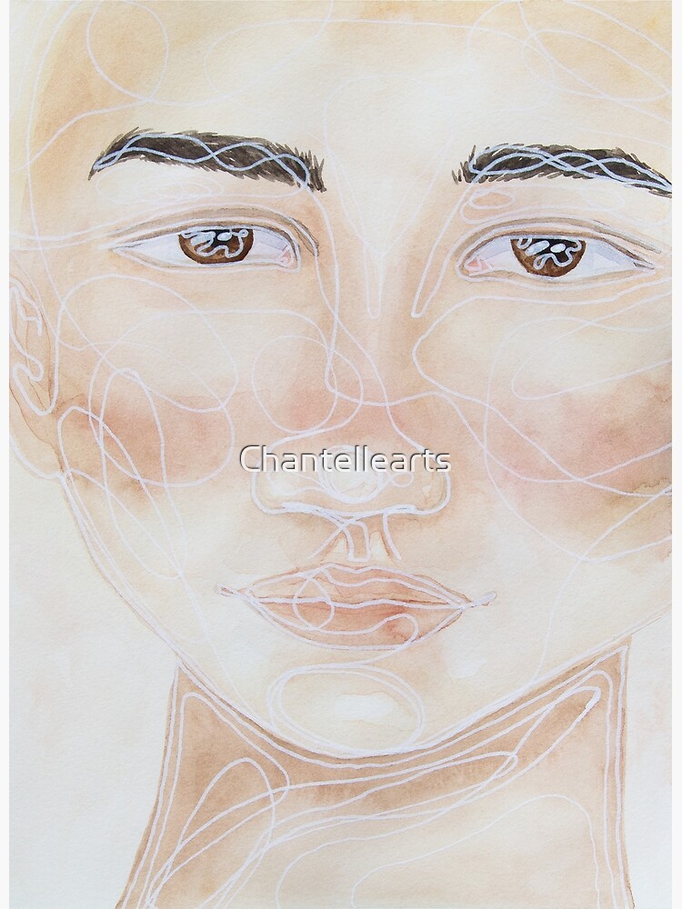 "Line art Asian portrait painting in traditional pastel watercolour ...