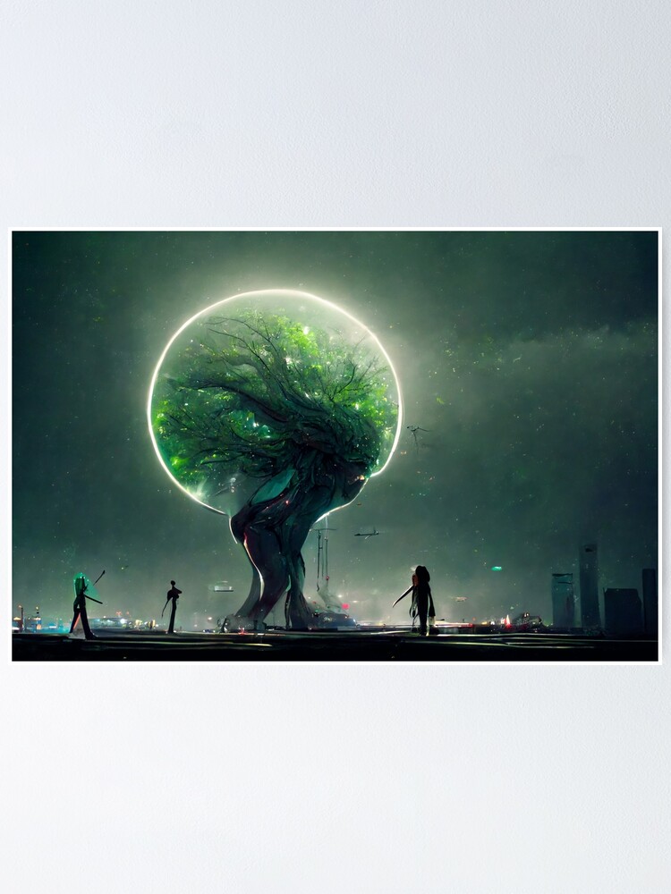 "Greenpunk Amazing Tree" Poster for Sale by FantasyAI | Redbubble