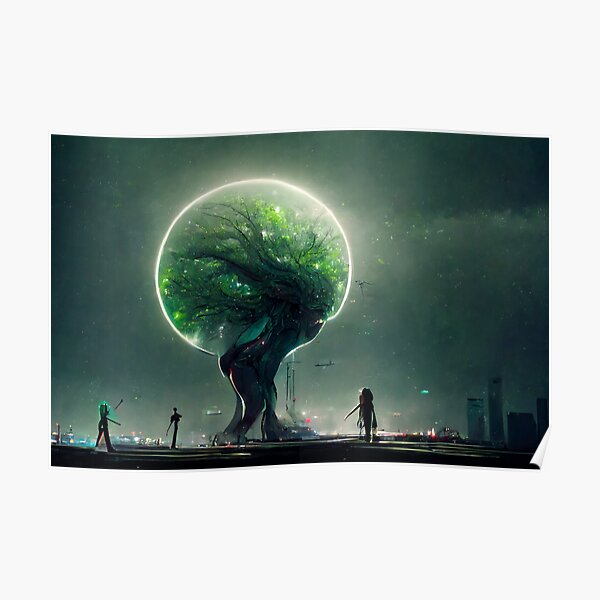 "Greenpunk Amazing Tree" Poster for Sale by FantasyAI | Redbubble