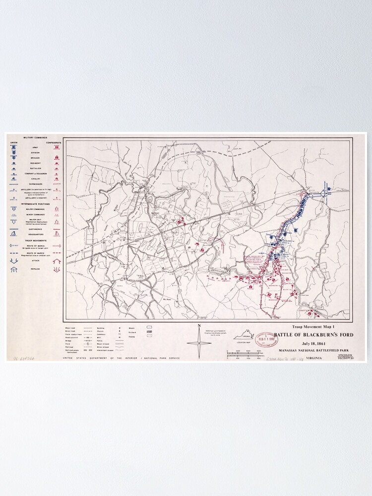 "Battle of Blackburn's Ford Map (July 18, 1861)" Poster by allhistory ...