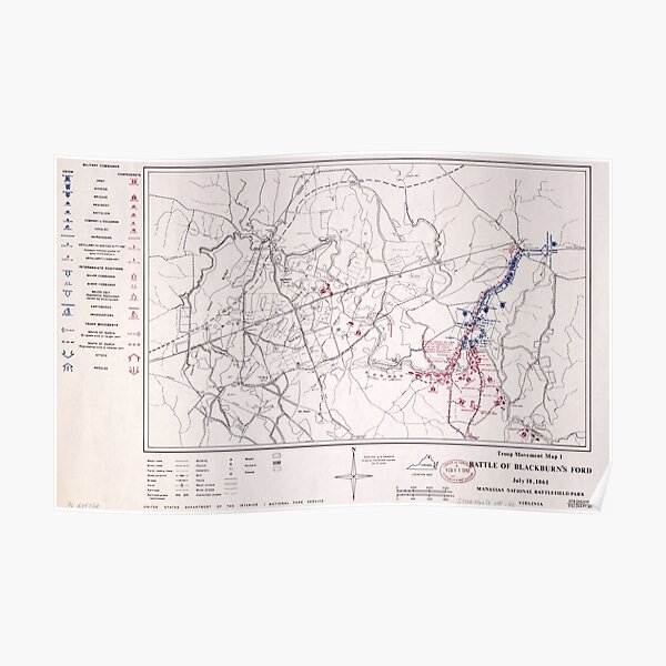 "Battle of Blackburn's Ford Map (July 18, 1861)" Poster by allhistory ...