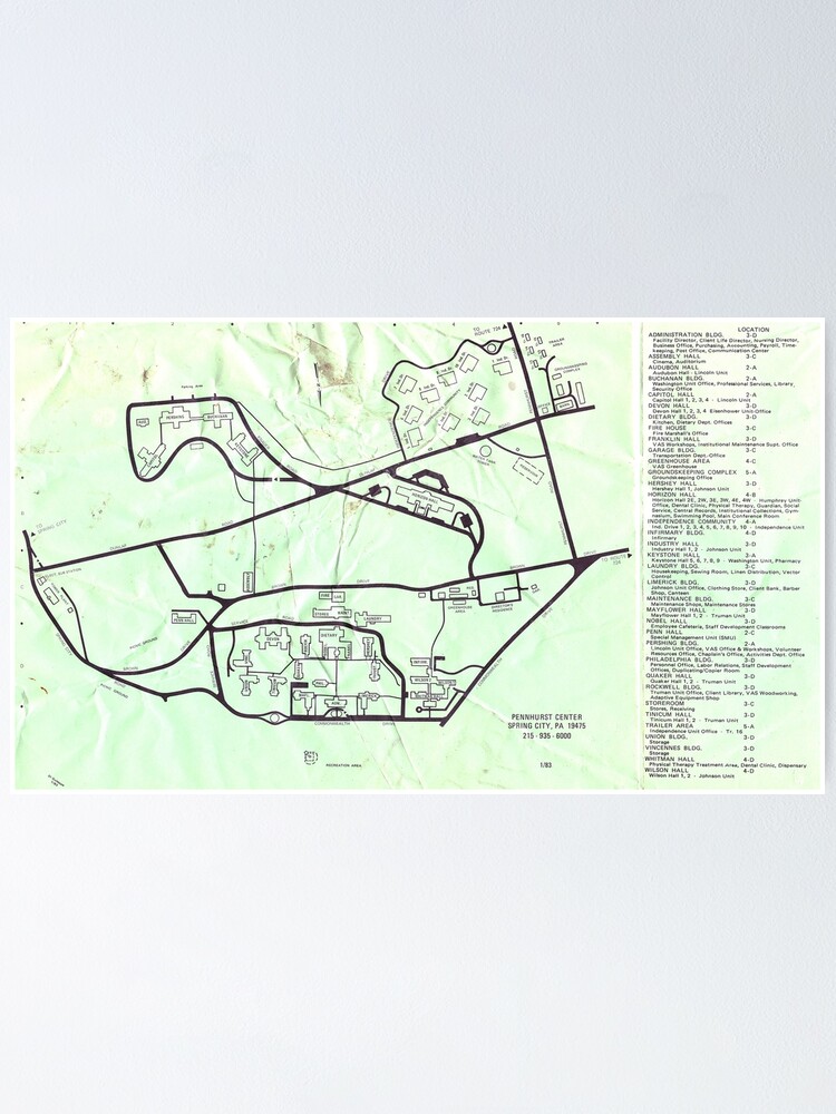 "Vintage Pennhurst Asylum Map" Poster for Sale by AlienPharaoh | Redbubble