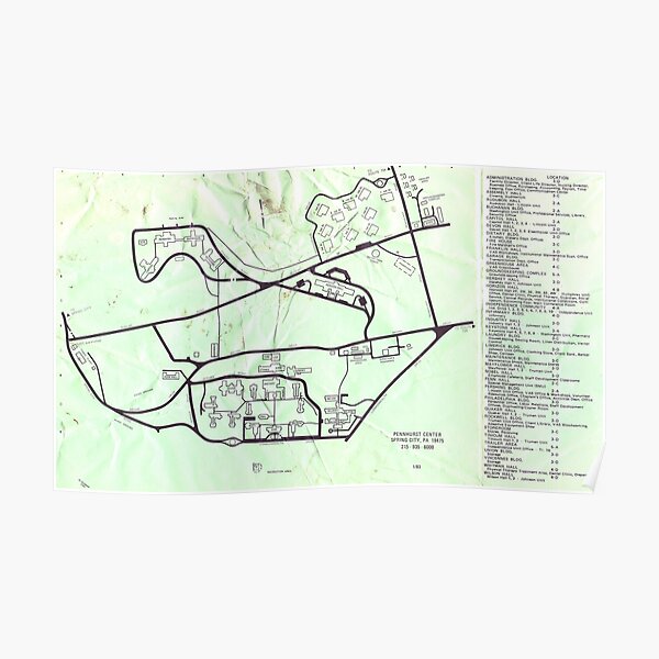 "Vintage Pennhurst Asylum Map" Poster for Sale by AlienPharaoh | Redbubble
