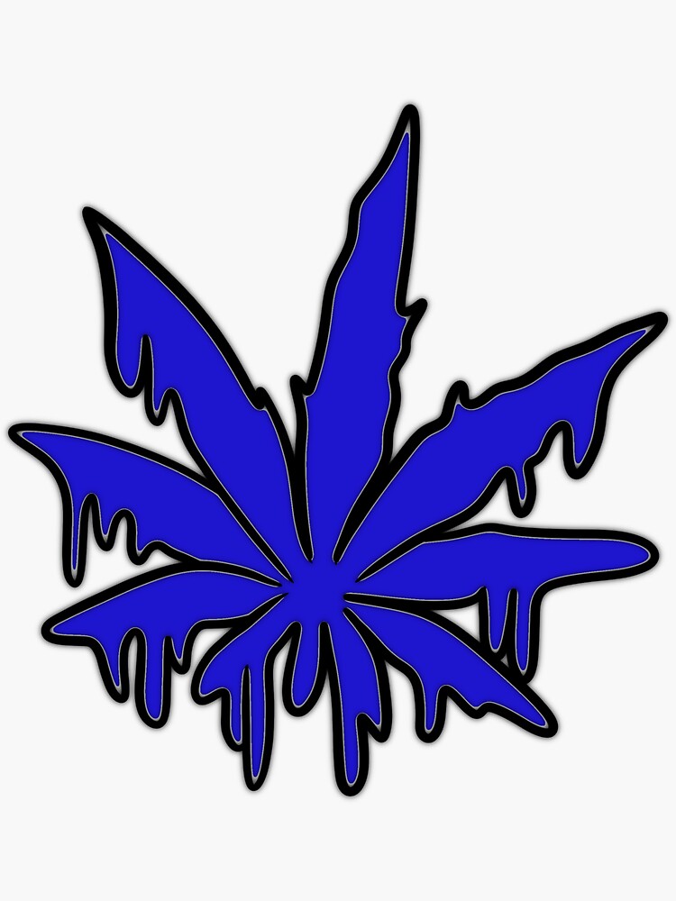 "Blue Dripping Weed Leaf " Sticker for Sale by StonersBliss | Redbubble