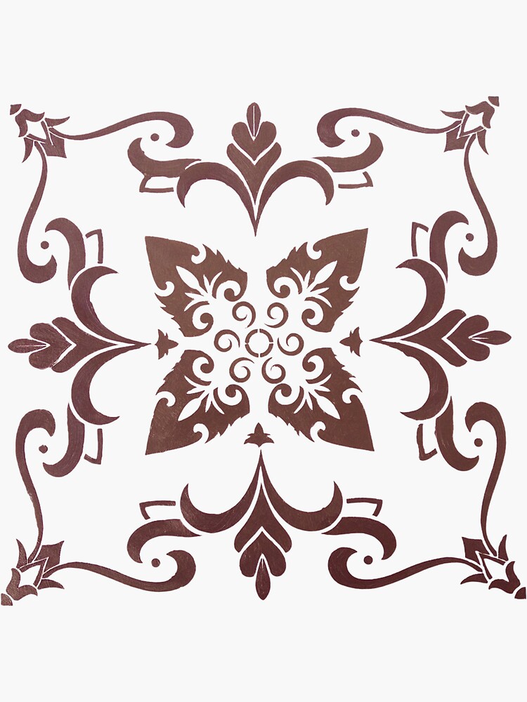 "Maroon scroll leaf design" Sticker for Sale by melgoza | Redbubble