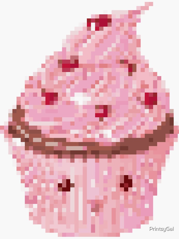 "Cute pixel art cupcake" Sticker for Sale by PrintsyGal | Redbubble