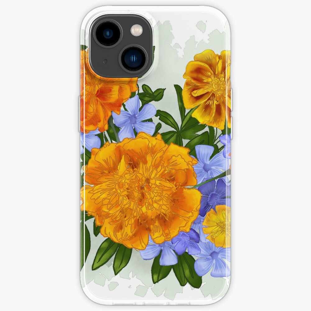 "Marigolds and Periwinkle" iPhone Case for Sale by GodessFae | Redbubble