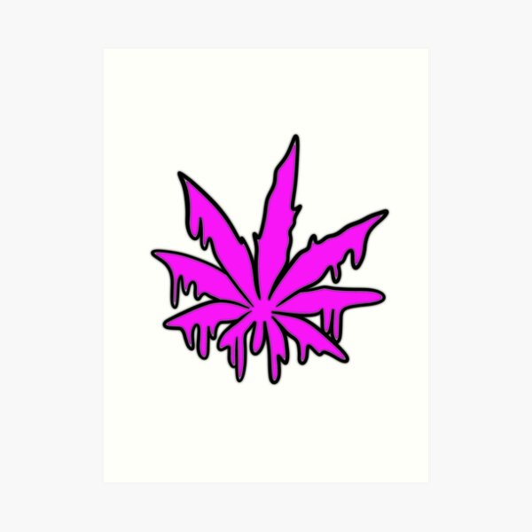 "Neon Pink Dripping Weed Leaf " Art Print for Sale by StonersBliss ...