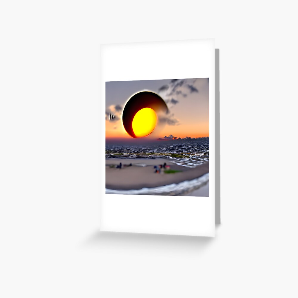 "Total Solar Eclipse Sunset- Made with AI Art" Greeting Card for Sale ...