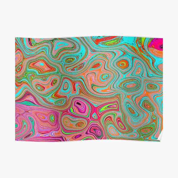 "Trippy Retro Orange and Aqua Groovy Abstract Art" Poster for Sale by ...