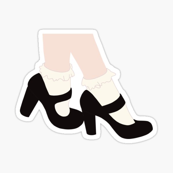 " black mary jane babies shoes aesthetic dollette coquette" Sticker for ...