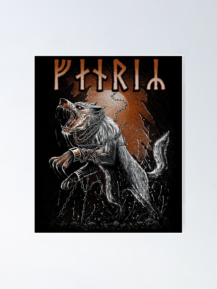 "Viking Fenrir Wolf Norse Pagan Mythology Ragnarok" Poster for Sale by ...