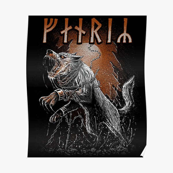 "Viking Fenrir Wolf Norse Pagan Mythology Ragnarok" Poster for Sale by ...