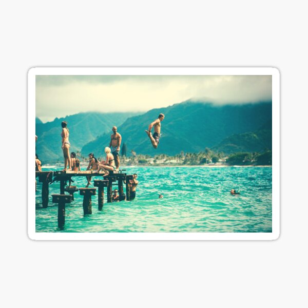 "Summer beach jump" Sticker for Sale by TheColorfulSwan | Redbubble