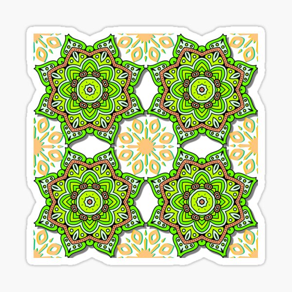 "Oriental Inspired.. repeating star tile pattern in shades of green and ...