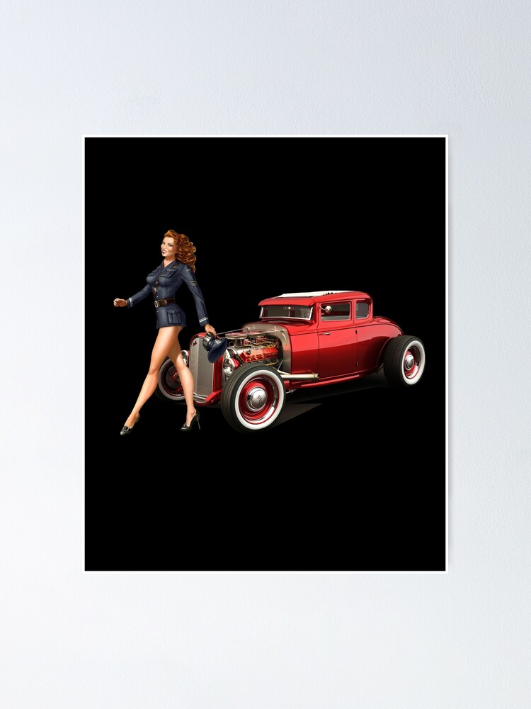 Póster «Hot rod pinup de la vieja escuela Productos» de Sucker4Supercar ...