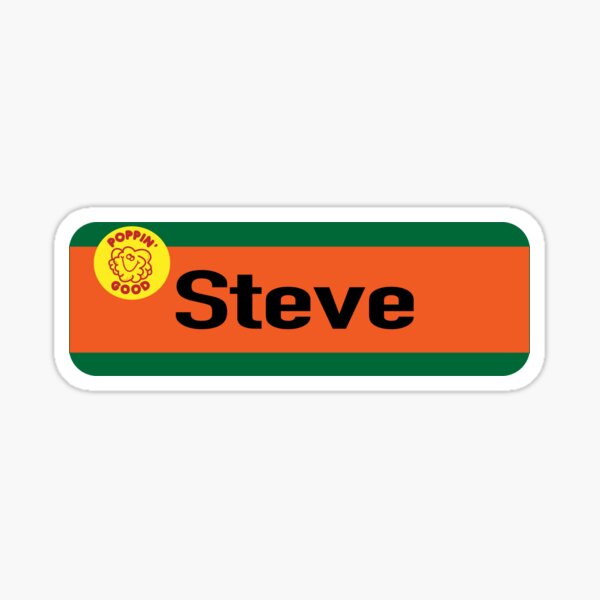 "Steve's Name Tag" Sticker for Sale by Maeveykinzz | Redbubble
