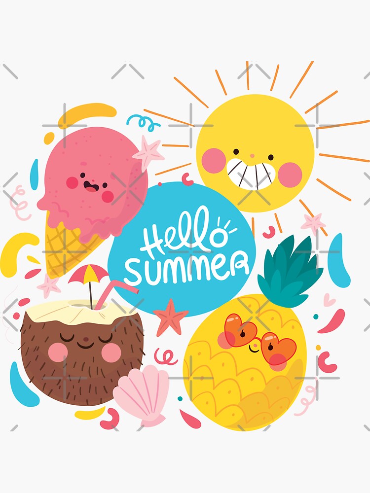"Hello Summer" Sticker for Sale by Yeonbi | Redbubble