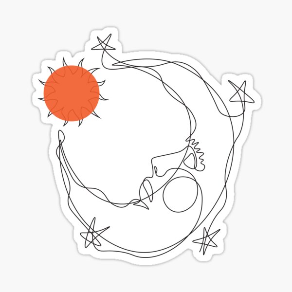 "moon line drawing" Sticker for Sale by moonkissess | Redbubble
