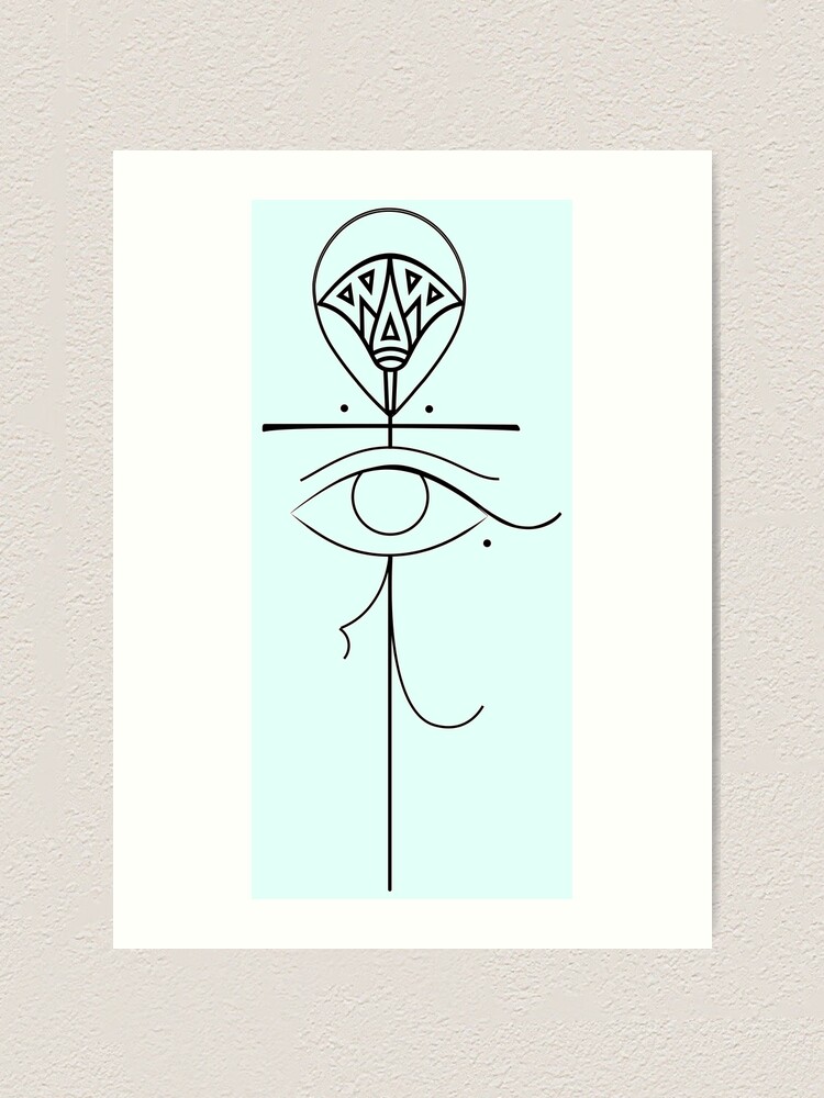 "Ankh with Eye of Horus & Egyptian Lotus flower drawing " Art Print for ...