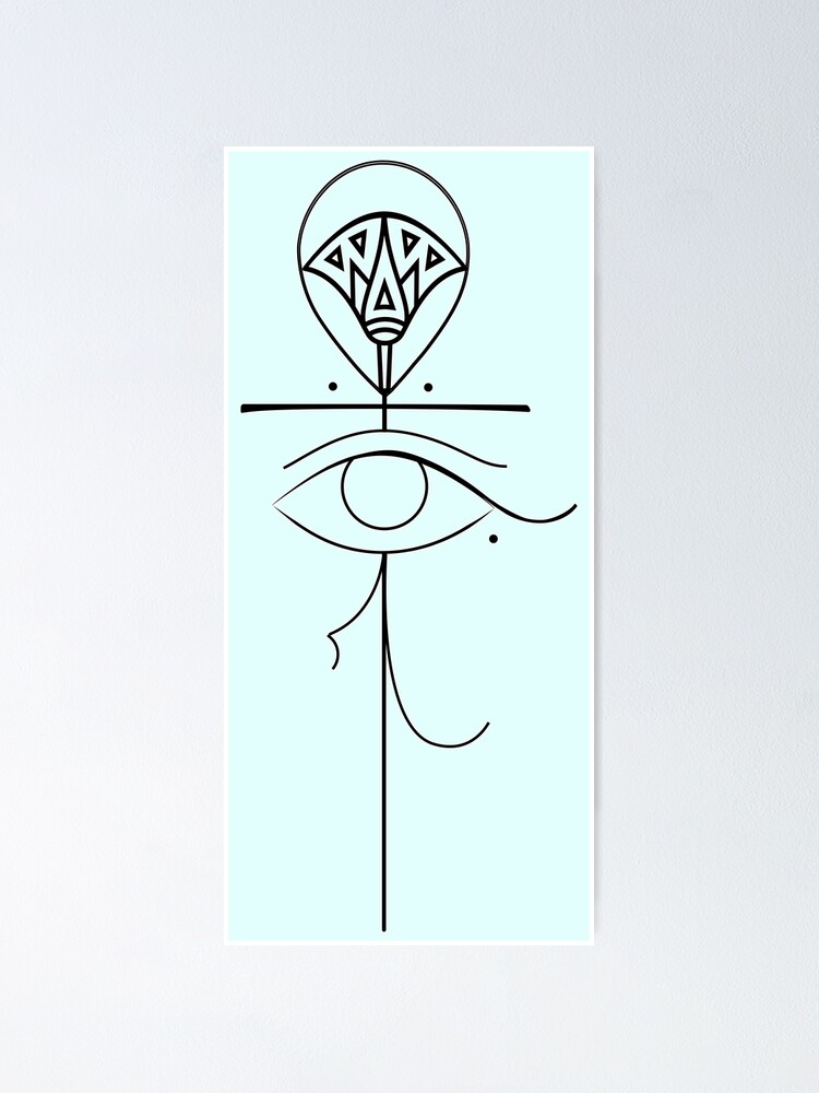 "Ankh with Eye of Horus & Egyptian Lotus flower drawing " Poster for ...