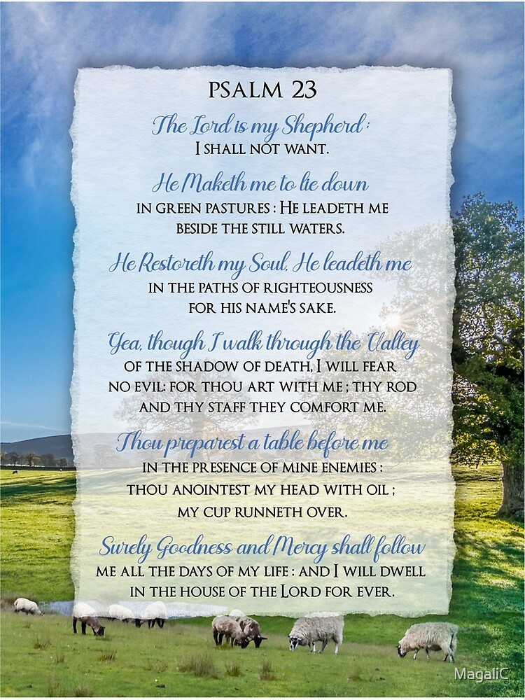  Psalm 23 The Lord Is My Shepherd Prayer Poster For Sale By MagaliC
