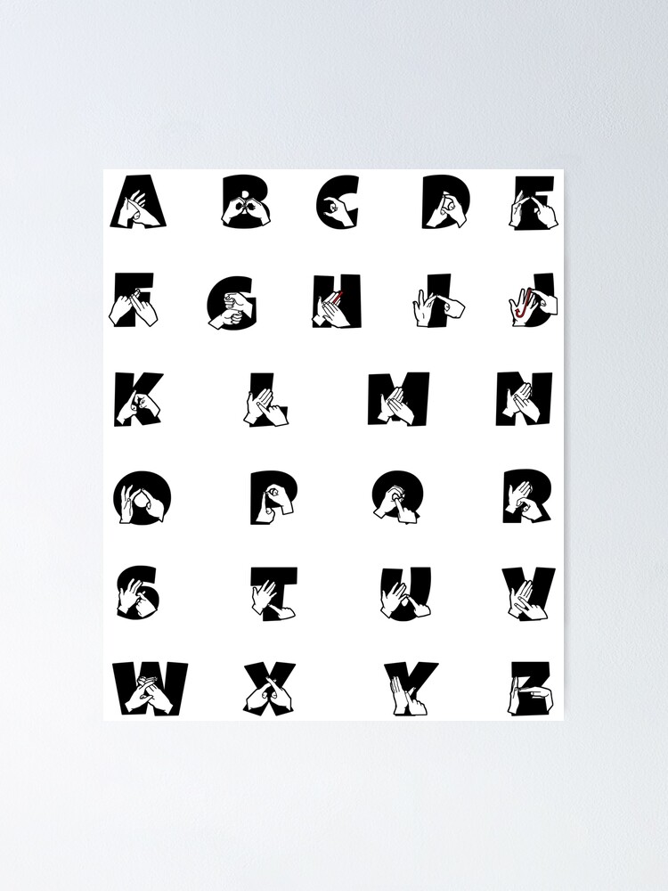 "BSL Auslan Alphabet Letters Stickers With Text | British Sign Language ...