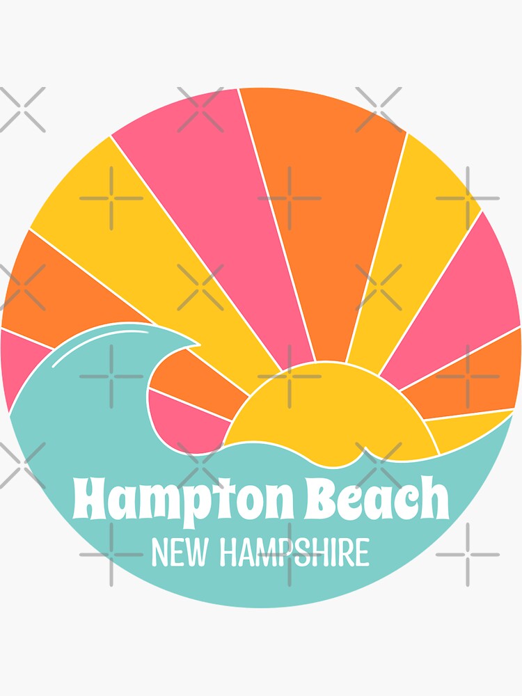 "Hampton Beach NH Retro" Sticker for Sale by ecoastapparel | Redbubble