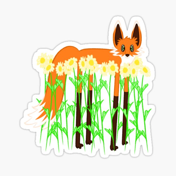 "Tall Fox in Tall Flowers" Sticker for Sale by TimbyBimby | Redbubble