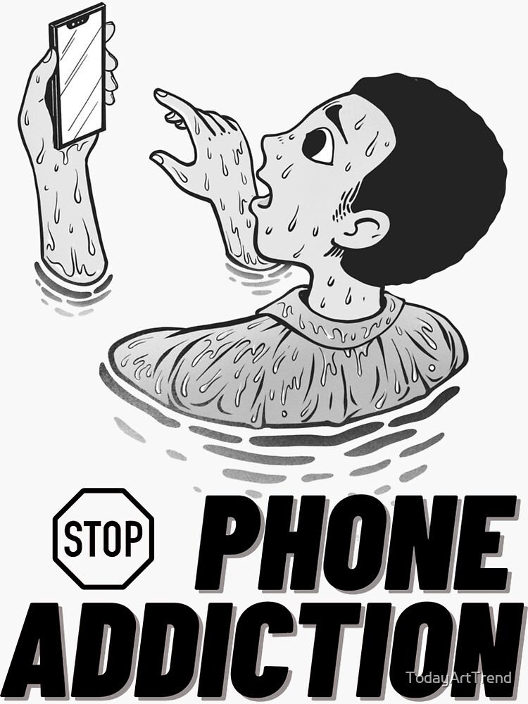 "Mobile Phone Addiction" Sticker for Sale by TodayArtTrend | Redbubble