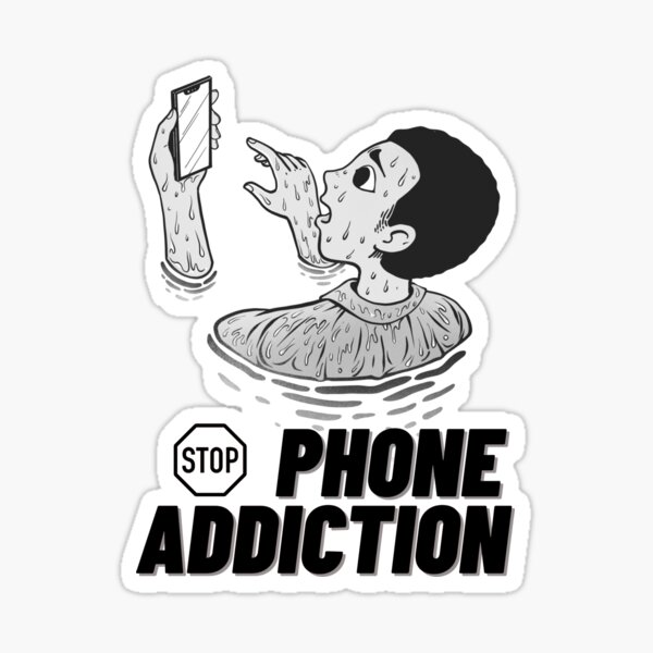 "Mobile Phone Addiction" Sticker for Sale by TodayArtTrend | Redbubble