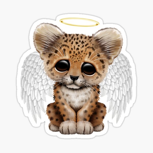 "Cute Baby Leopard Cub Angel" Sticker for Sale by JeffBartels | Redbubble